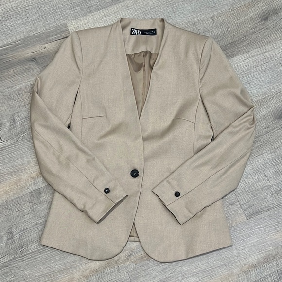 Zara | Jackets & Coats | Zara Tan Oversized Blazer | Poshmark